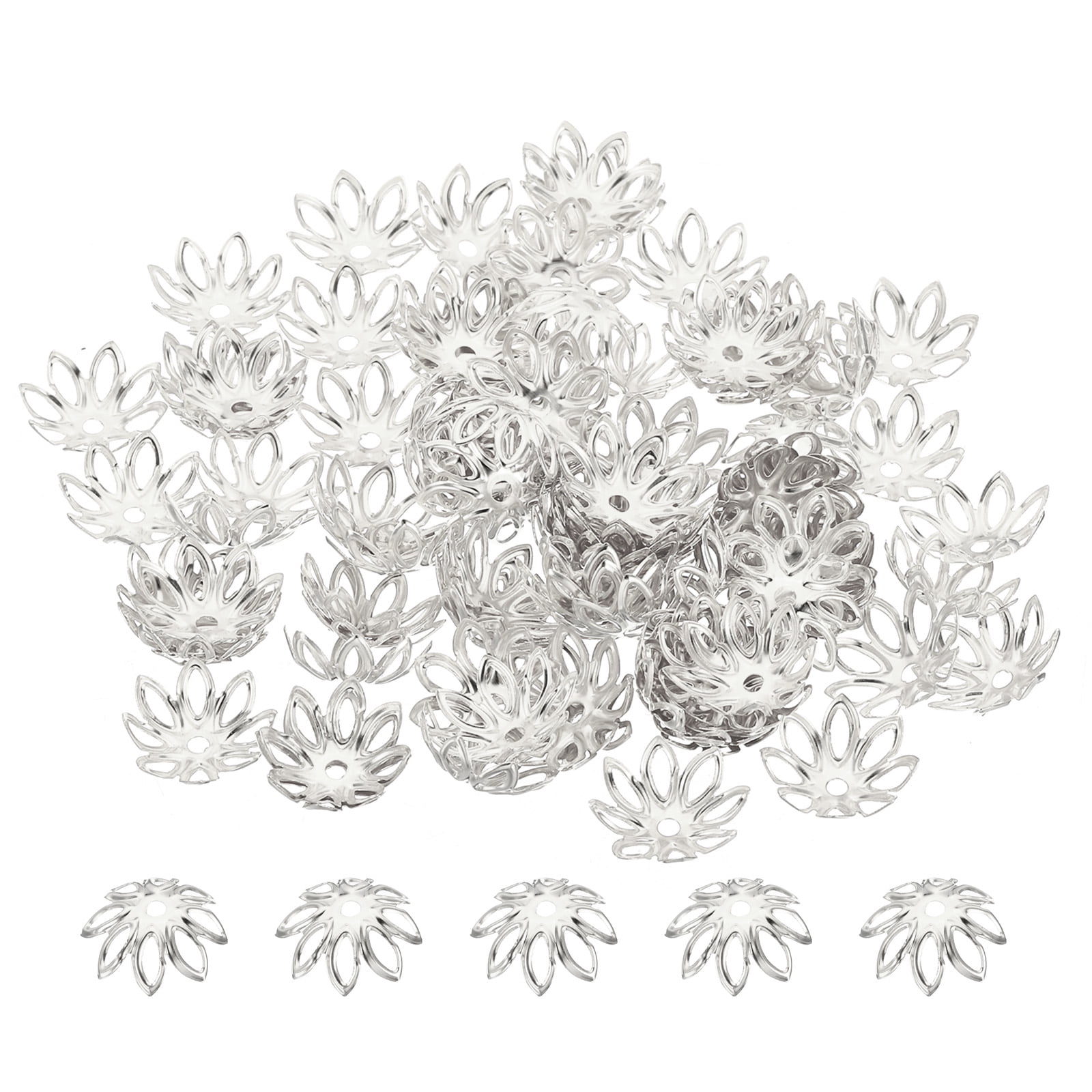 Uxcell Flower Bead Caps, 100Pcs 14x5mm Hollow Metal Spacer Bead End ...