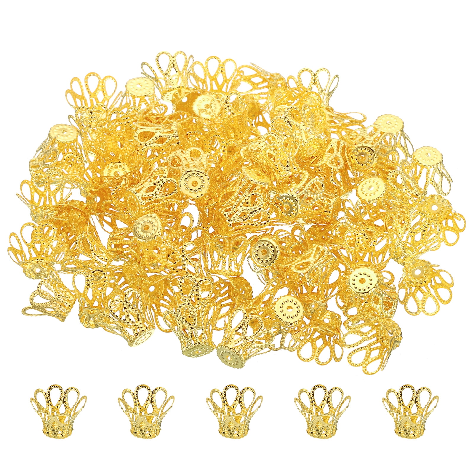 Uxcell Flower Bead Caps, 100Pcs 15x12mm Hollow Metal Spacer Bead End ...