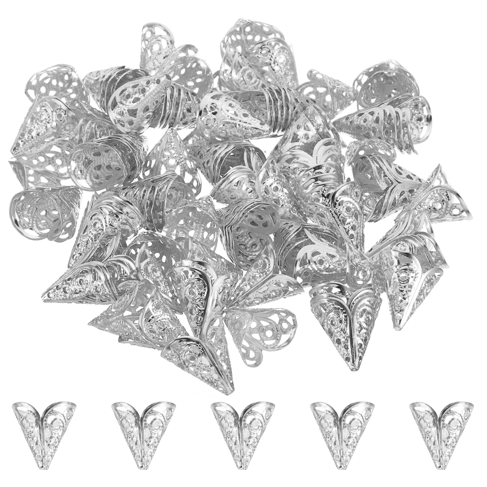 Uxcell Flower Bead Caps, 100Pcs 16x16mm Hollow Metal Spacer Bead End ...