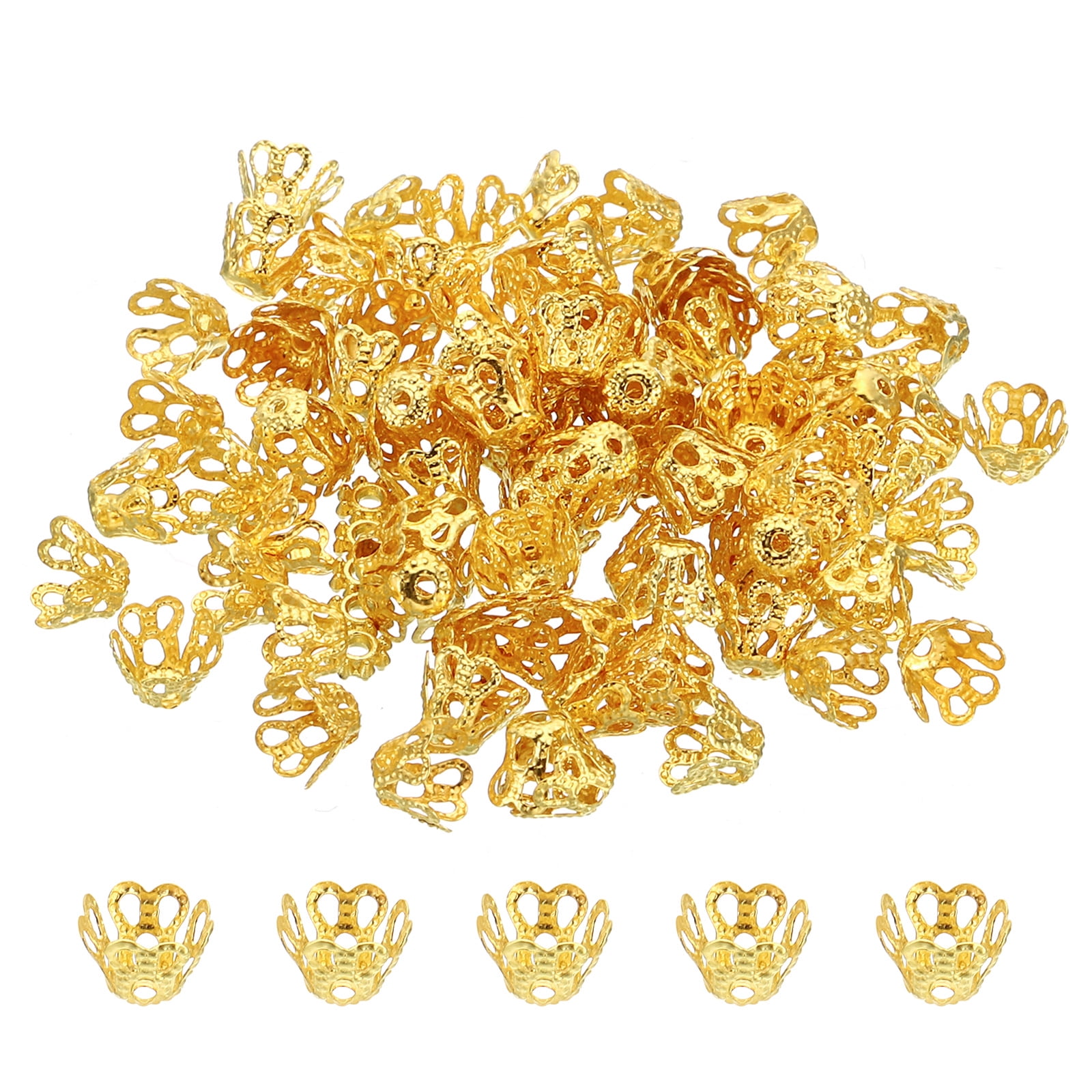 Uxcell Flower Bead Caps, 100Pcs 6x5mm Hollow Metal Spacer Bead End Caps ...