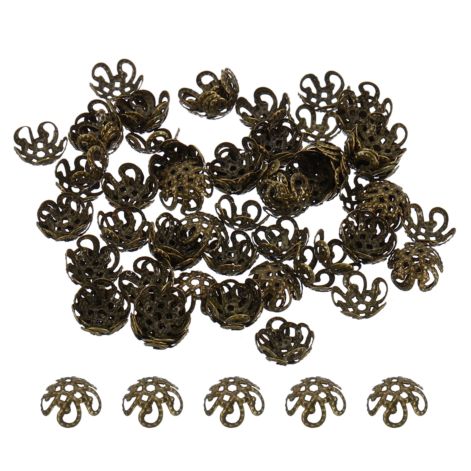 Uxcell Flower Bead Caps, 100Pcs 8x3mm Hollow Metal Spacer Bead End Caps ...