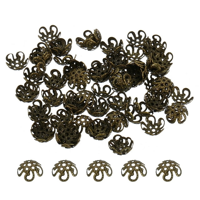 Uxcell Flower Bead Caps, 100Pcs 8x3mm Hollow Metal Spacer Bead End Caps ...