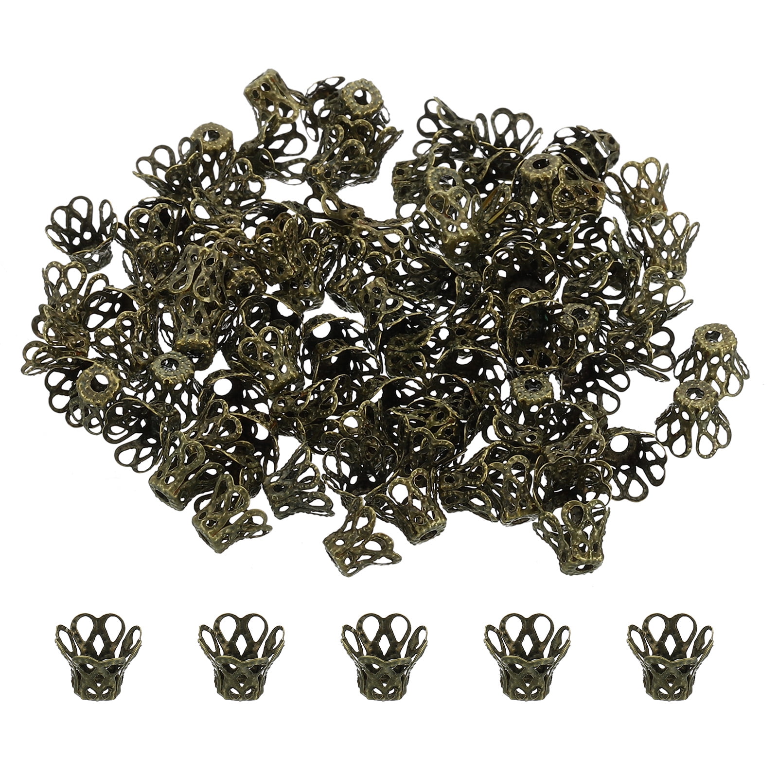 Uxcell Flower Bead Caps, 100Pcs 8x7mm Hollow Metal Spacer Bead End Caps ...