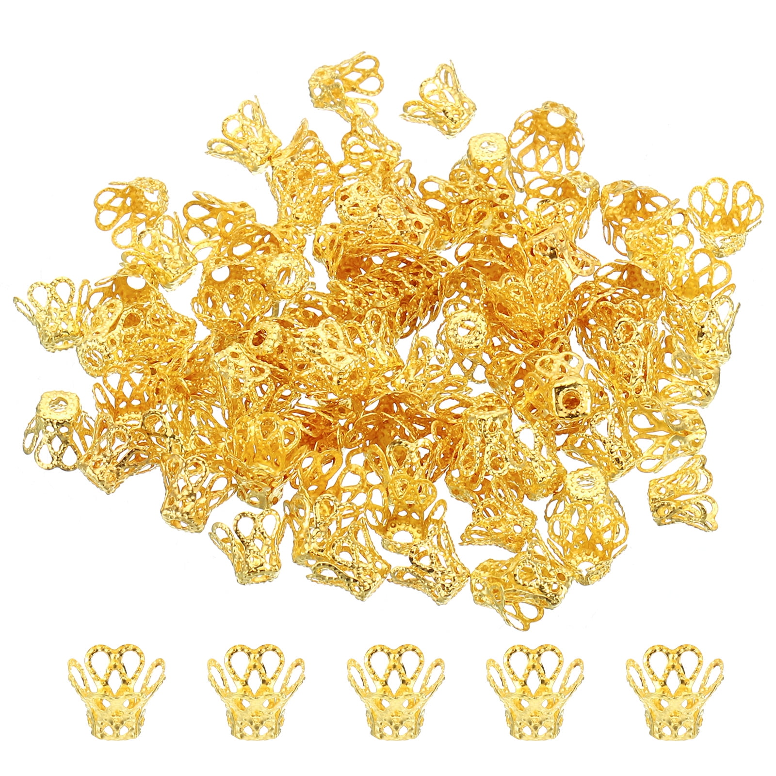 Uxcell Flower Bead Caps, 100Pcs 8x7mm Hollow Metal Spacer Bead End Caps ...