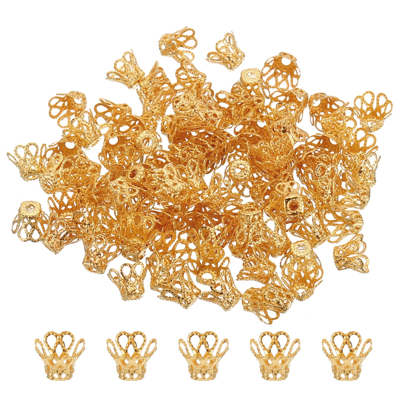 Uxcell Flower Bead Caps, 100Pcs 8x7mm Hollow Metal Spacer Bead End Caps ...