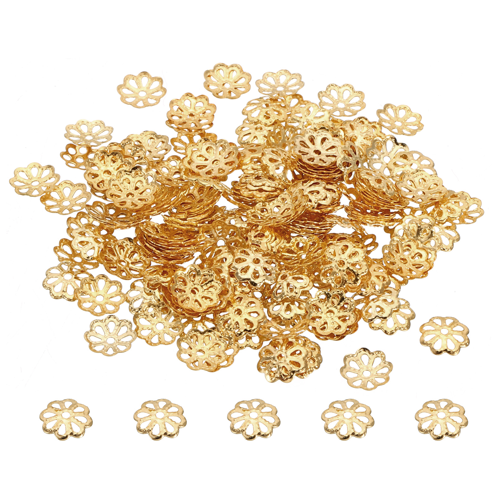 Uxcell Flower Bead Caps, 200Pcs 7x1mm Hollow Metal Spacer Bead End Caps ...