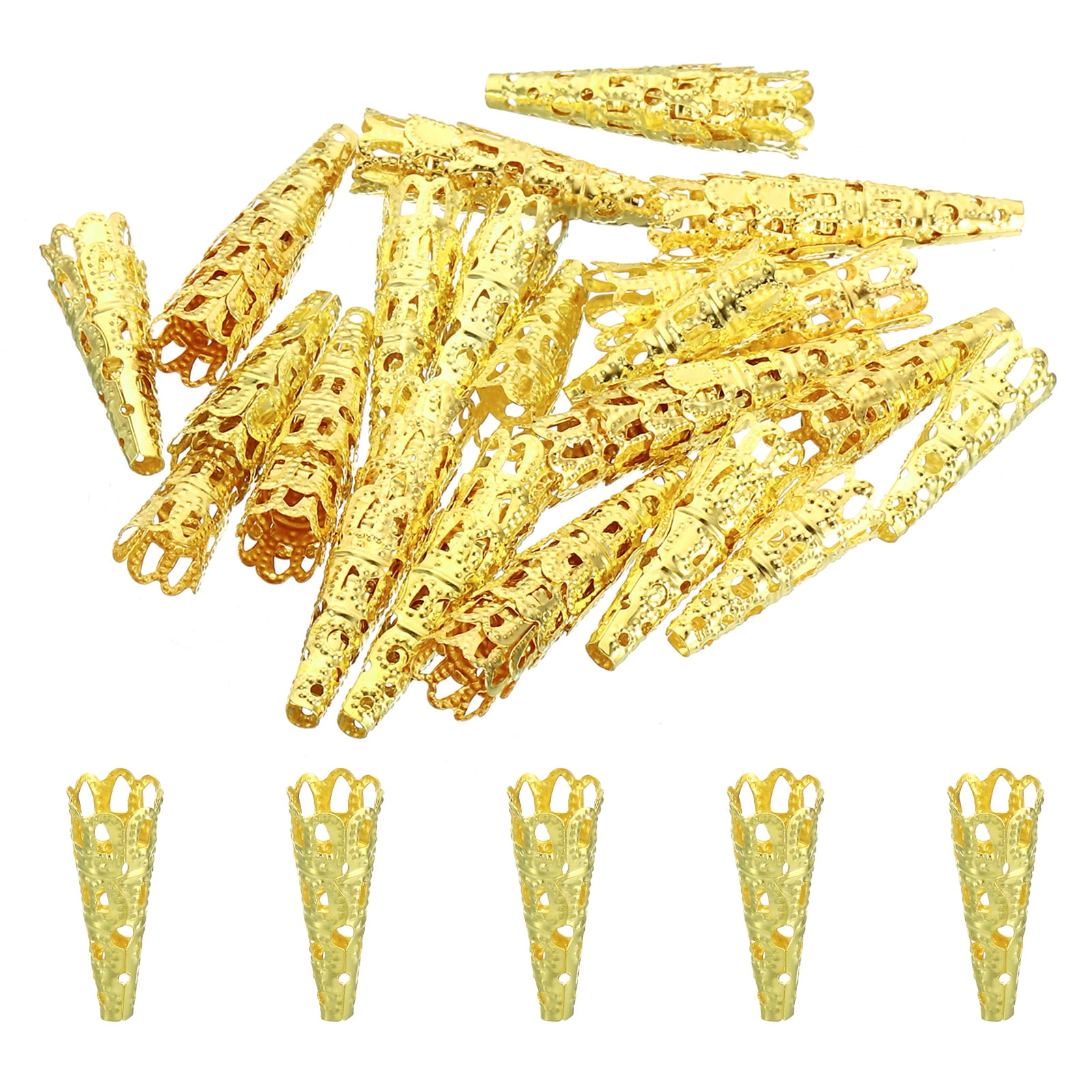 Uxcell Flower Bead Caps, 50Pcs 8x23mm Hollow Metal Spacer Bead End Caps ...