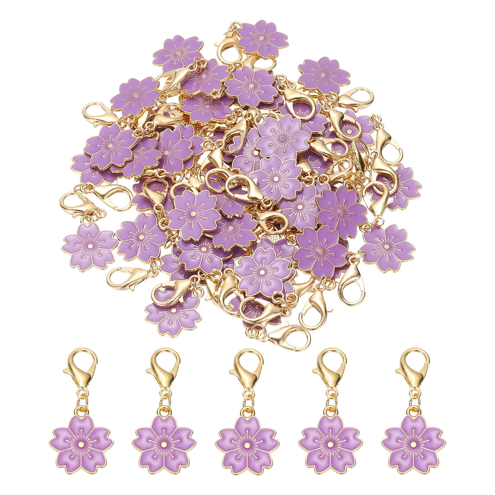 Uxcell Flower Crochet Stitch Markers, 50 Pack Metal Knitting Markers ...