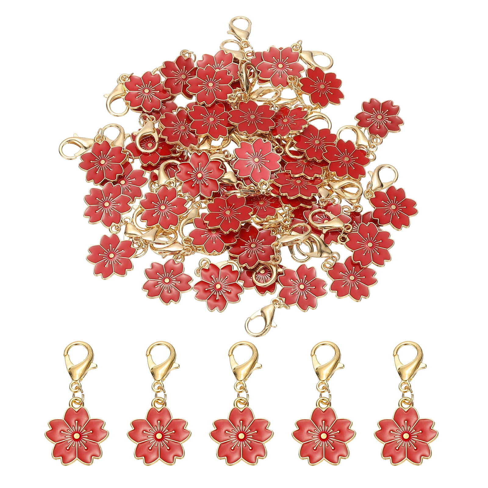Uxcell Flower Crochet Stitch Markers, 50 Pack Metal Knitting Markers ...