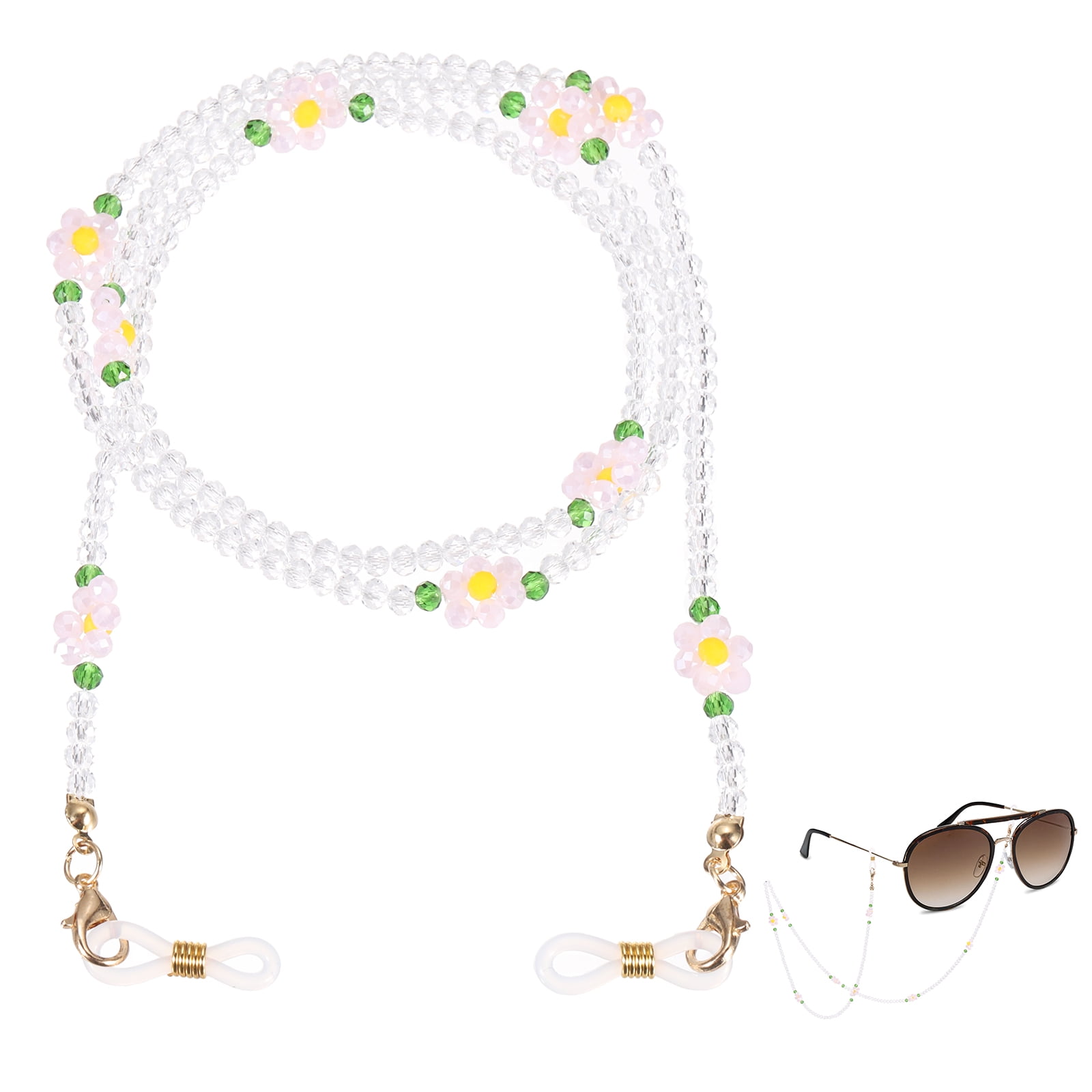 Uxcell Flower Eyeglass Chains for Women, Crystal Eyeglass Holder Chains ...