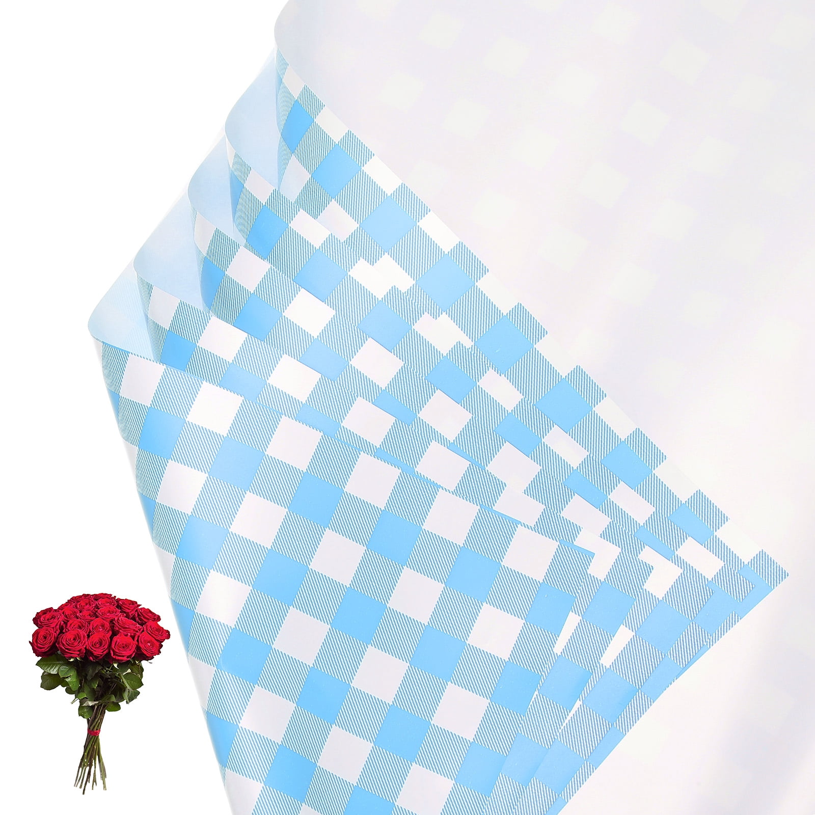 Uxcell Flower Gift Wrapping Paper, Plaid Waterproof Bouquet Paper Wrap ...