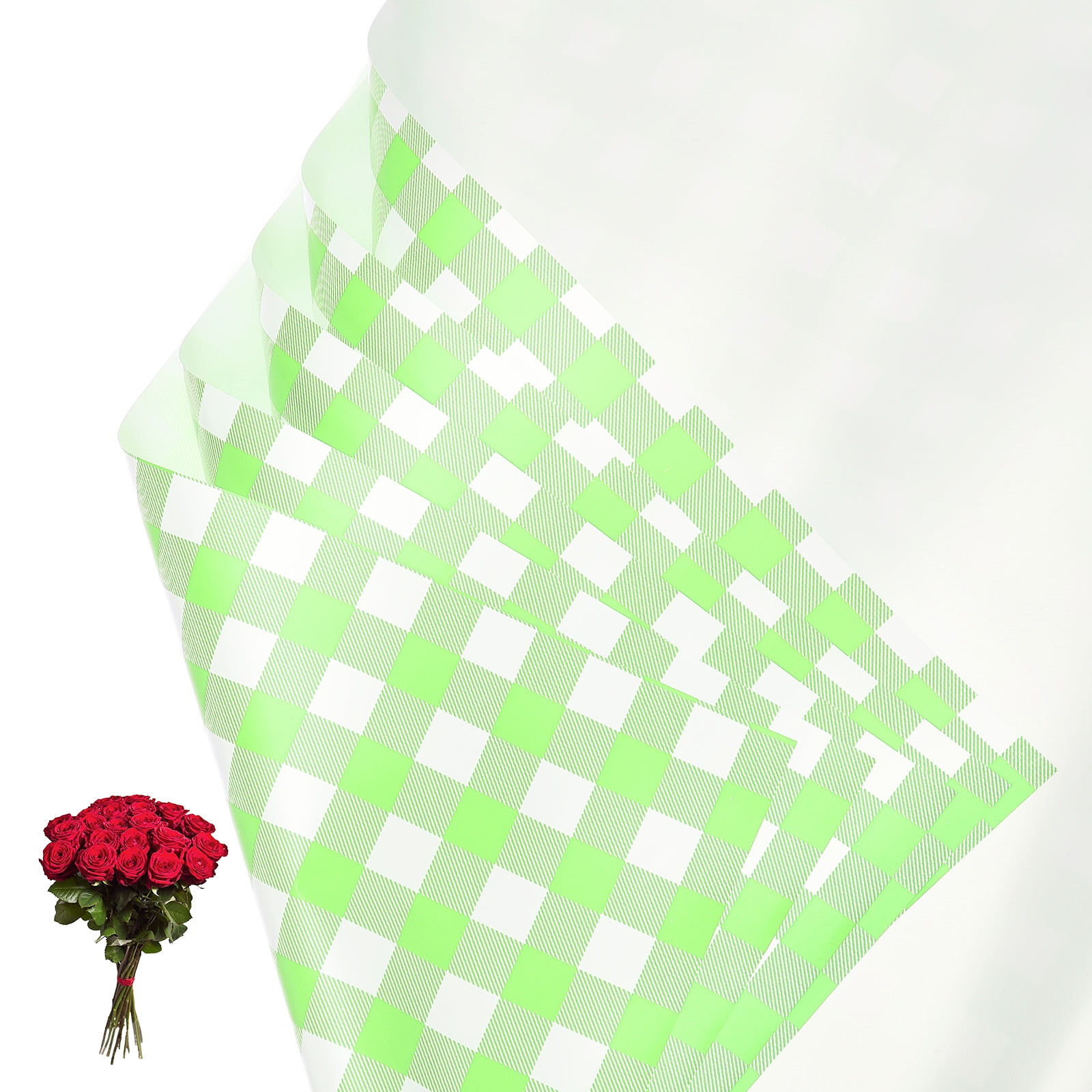 Uxcell Flower Gift Wrapping Paper, Plaid Waterproof Bouquet Paper Wrap ...