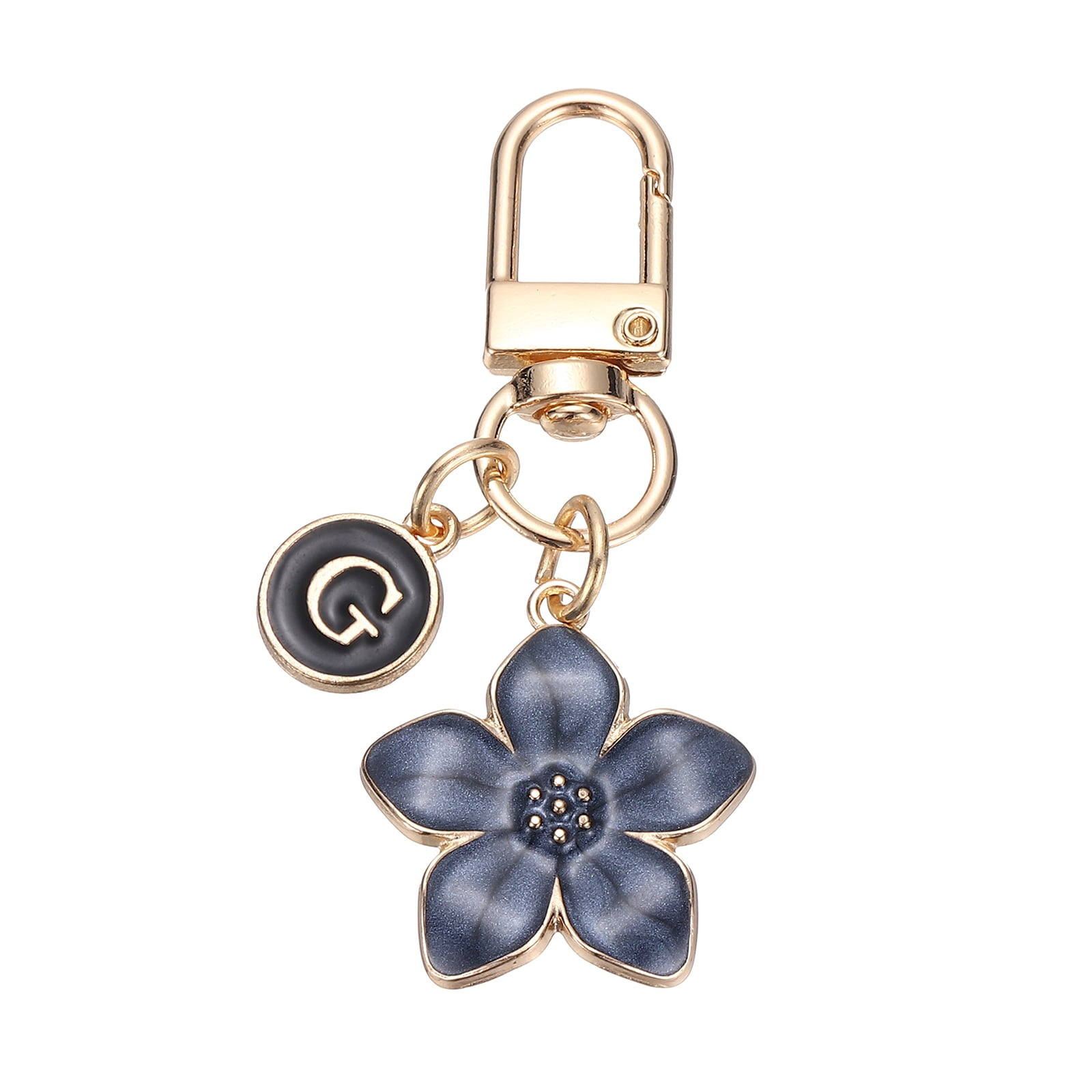 Uxcell Flower Initial Keychain, Letter Keychain Charm Graceful Flower ...