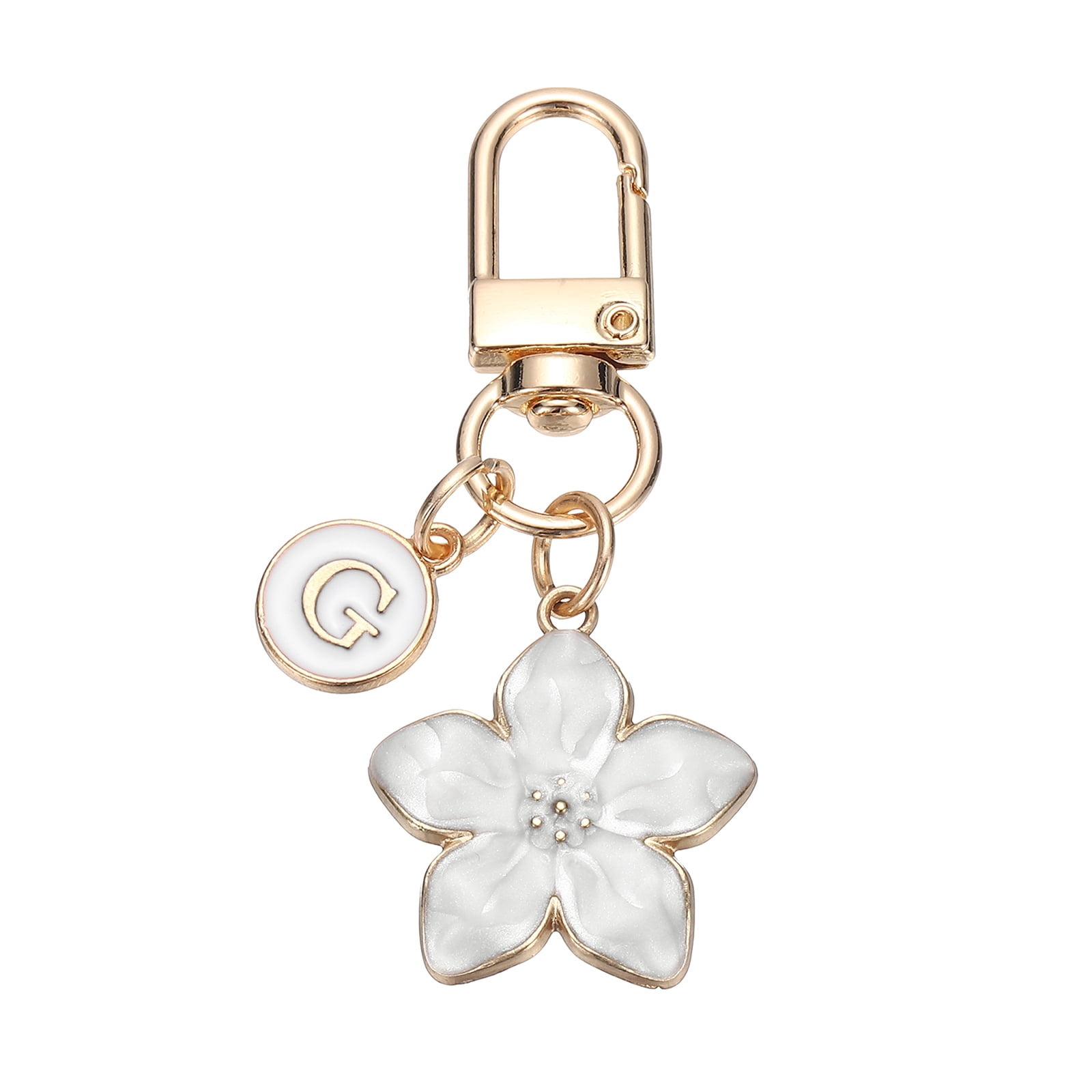 Uxcell Flower Initial Keychain, Letter Keychain Charm Graceful Flower ...