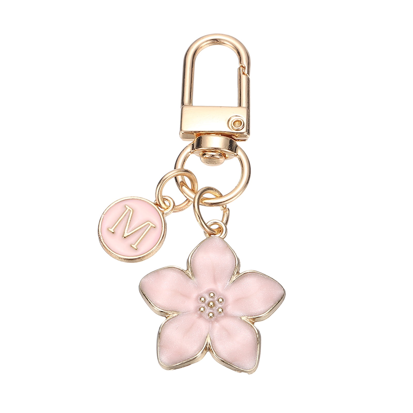 Uxcell Flower Initial Keychain, Letter Keychain Charm Graceful Flower ...
