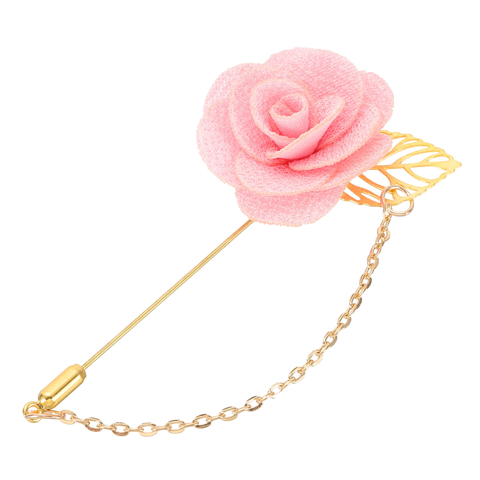 Uxcell Flower Lapel Stick Brooch Pin with Gold Leaf Brooch Satin Tassel ...