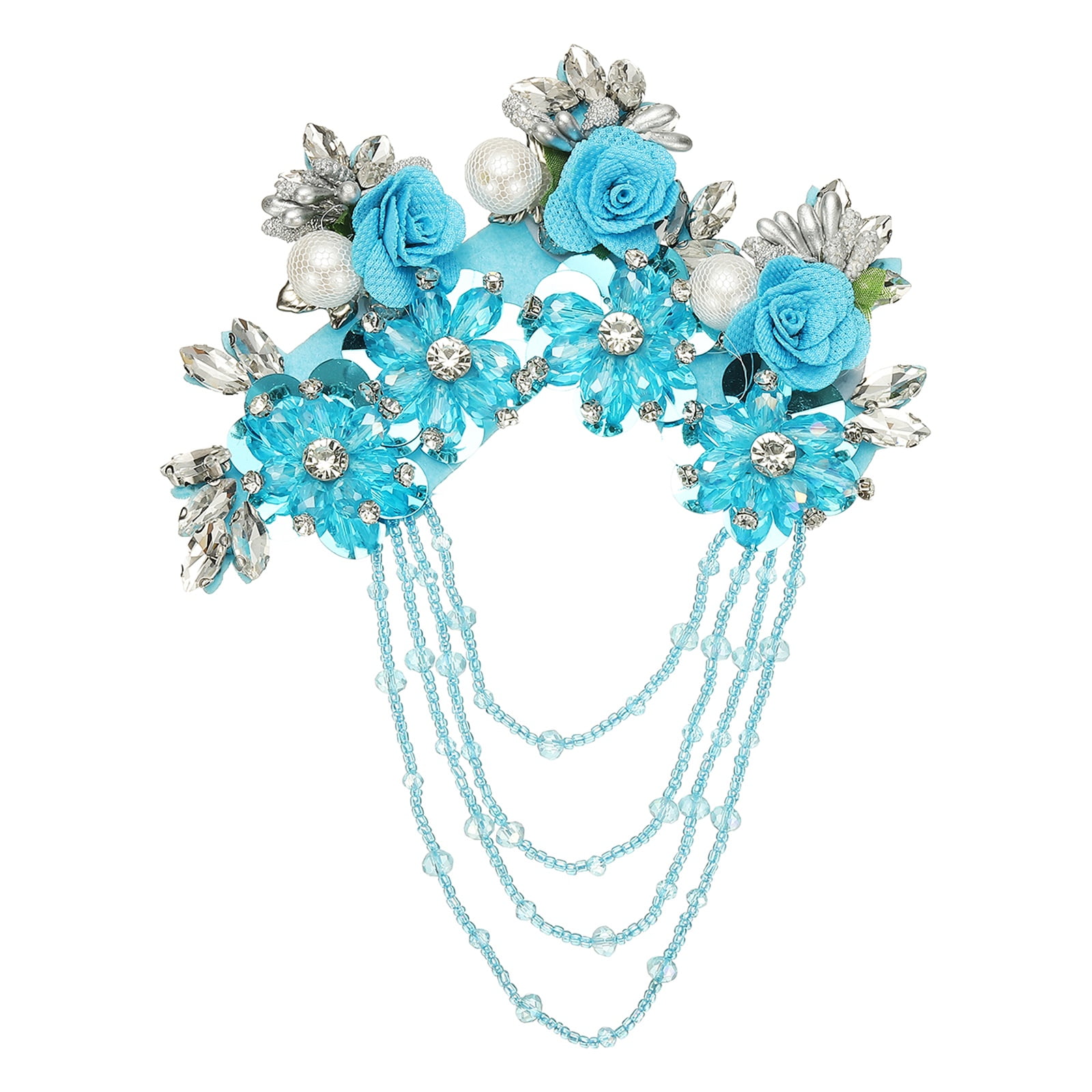 Uxcell Flower Rhinestone Appliques for Dresses, 3D Light Blue ...
