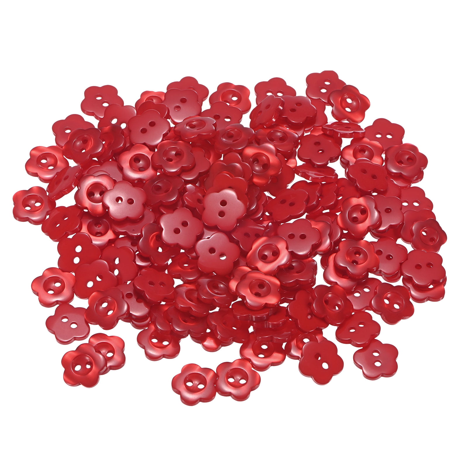 Uxcell Flower Sewing Buttons Resin Star 2-Hole Craft Buttons Red 15mm ...