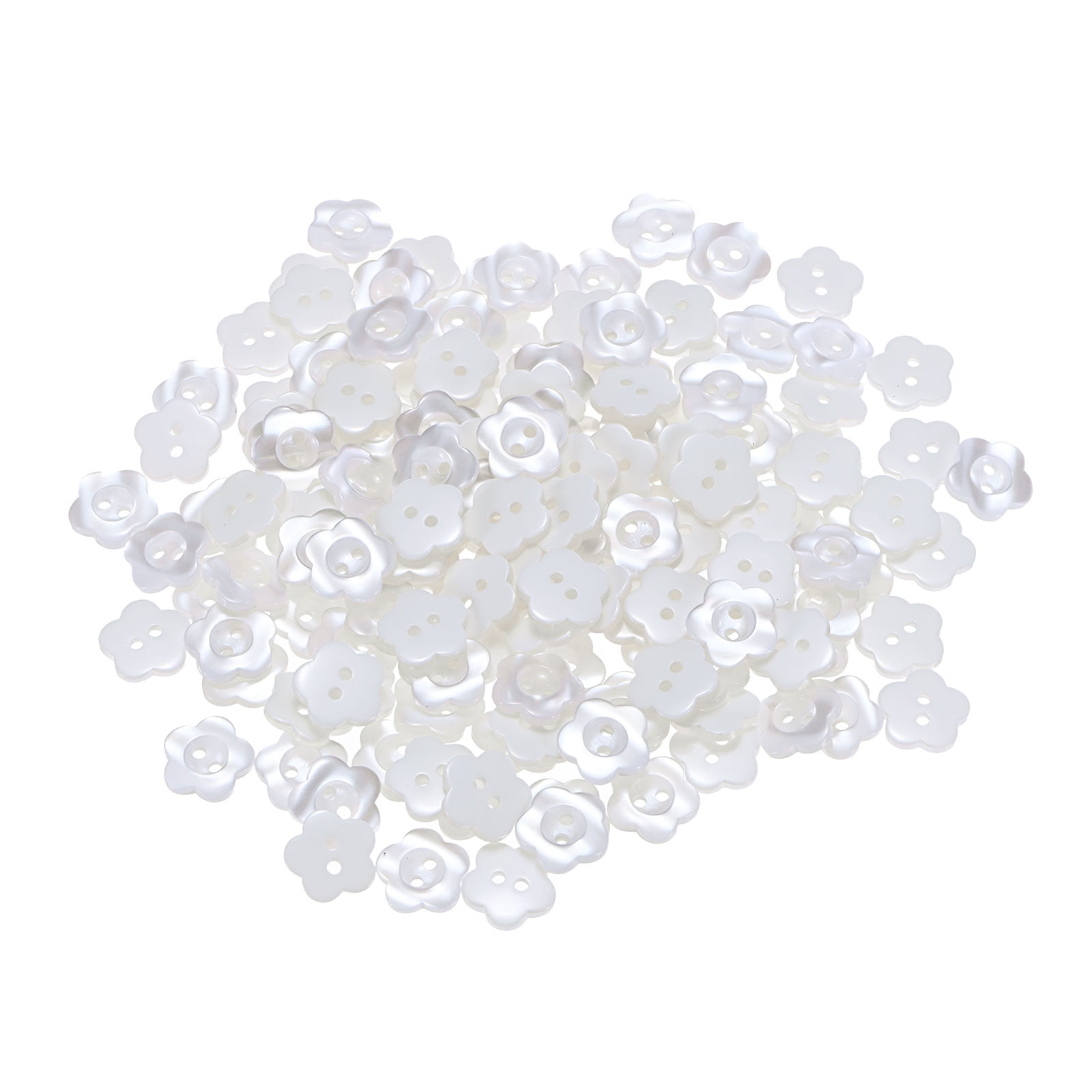 Uxcell Flower Sewing Buttons Resin Star 2-Hole Craft Buttons White 15mm ...