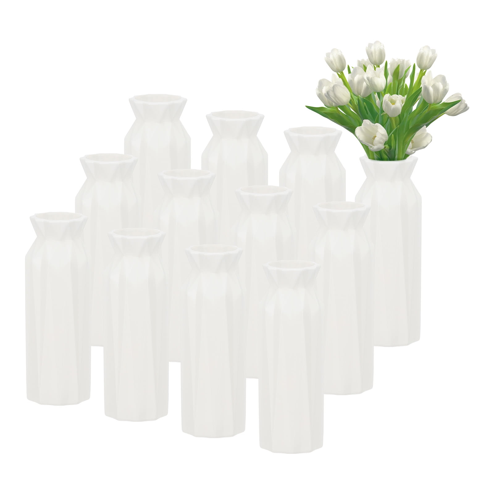 Uxcell Flower Vases, 12pcs Stylish Plastic Flower Vases for Bouquet ...