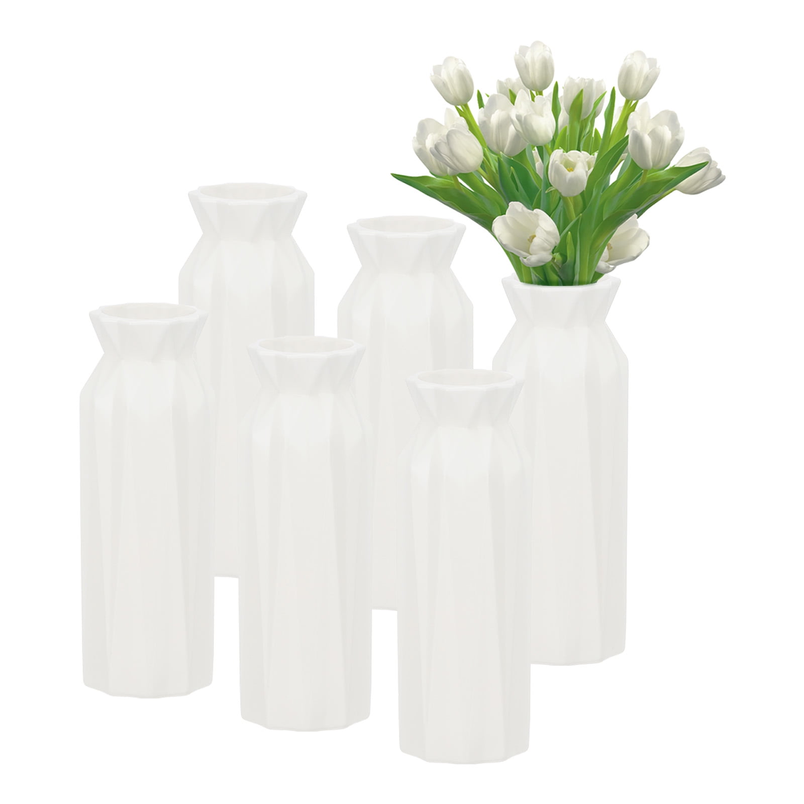 Uxcell Flower Vases, 6pcs Stylish Flower Vases for Bouquet Plastic ...