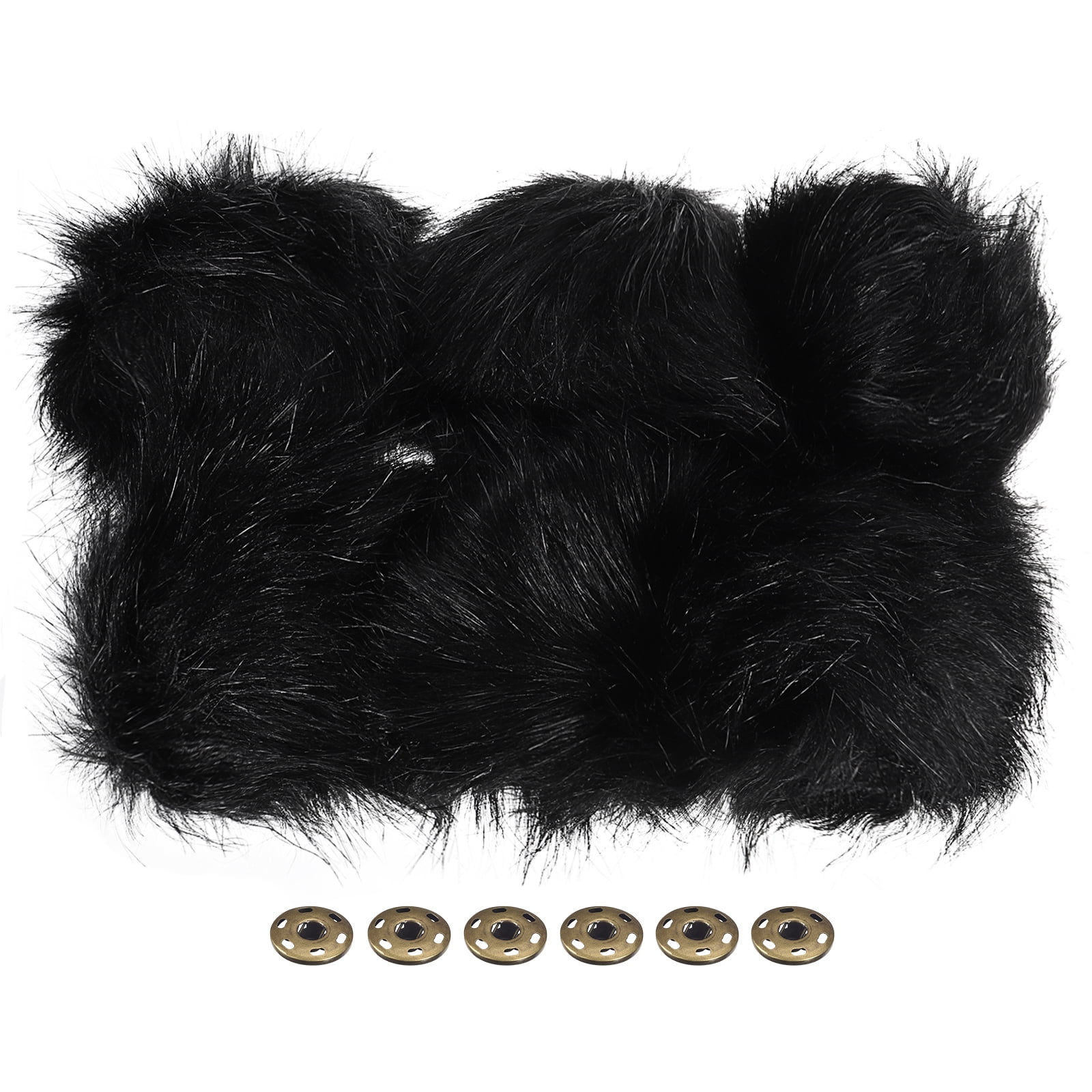 Uxcell Fluffy Soft Faux Fur Pom Poms for Hats with Snap Button, Black ...
