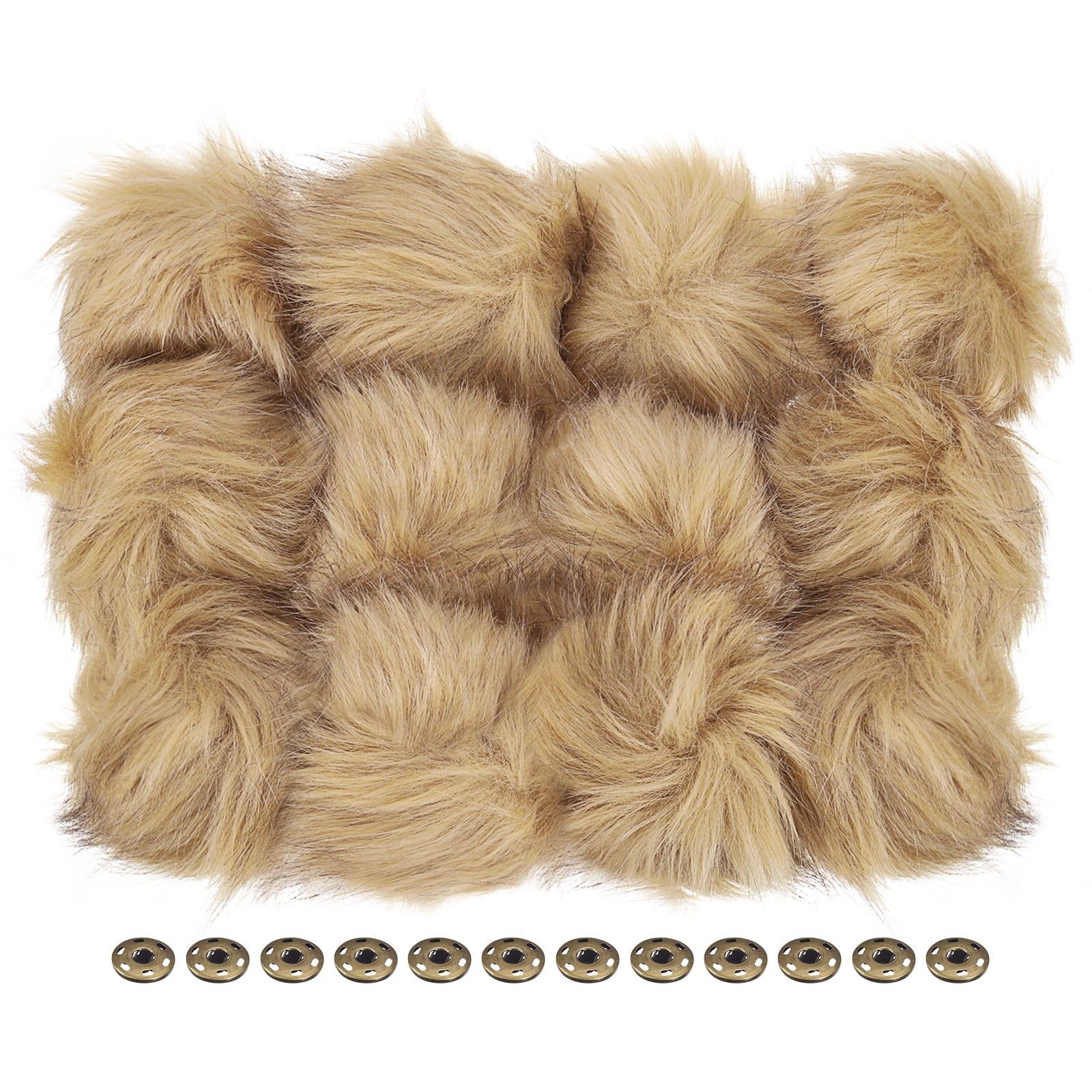 Uxcell Fluffy Soft Faux Fur Pom Poms for Hats with Snap Button, Khaki ...