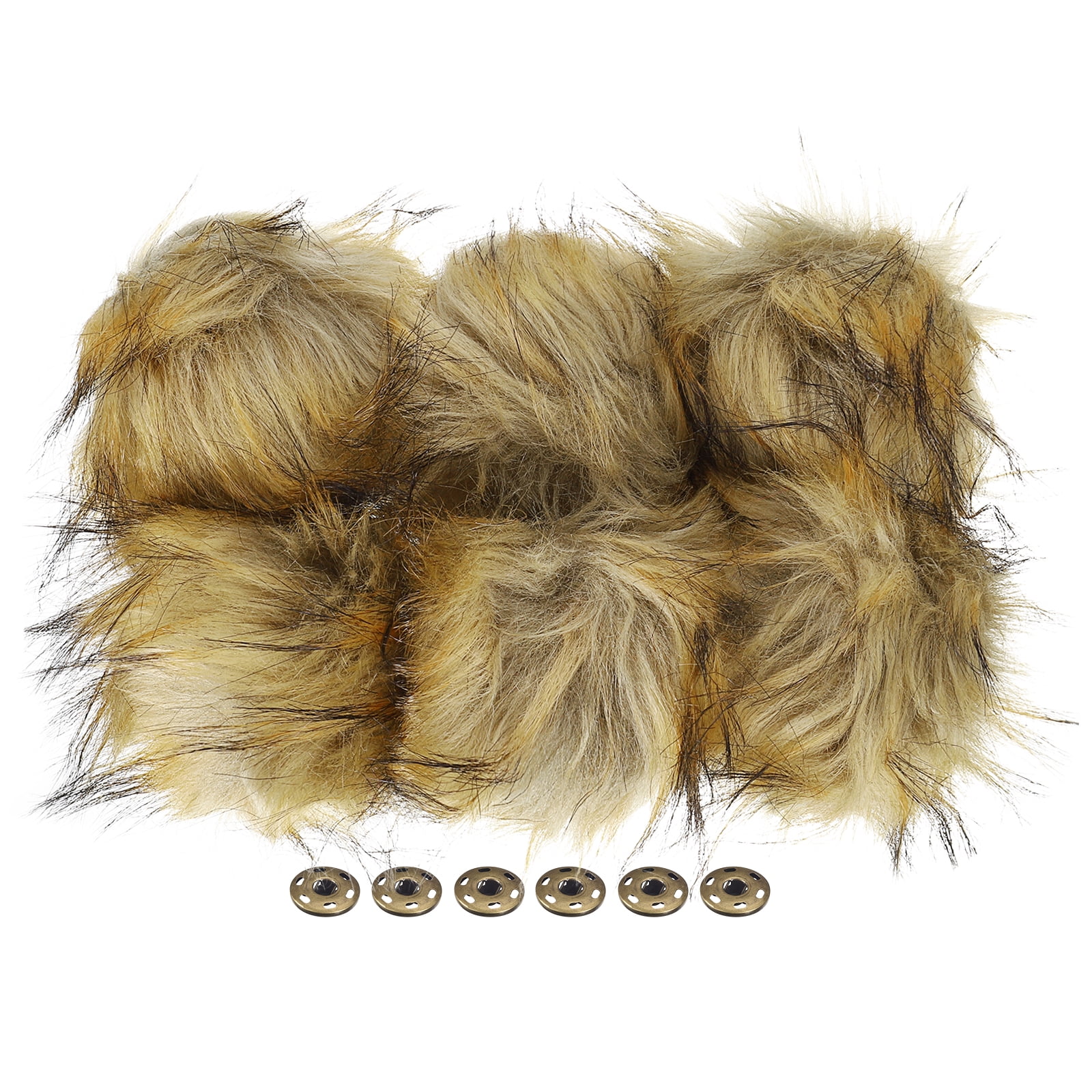 Uxcell Fluffy Soft Faux Fur Pom Poms for Hats with Snap Button, Light ...