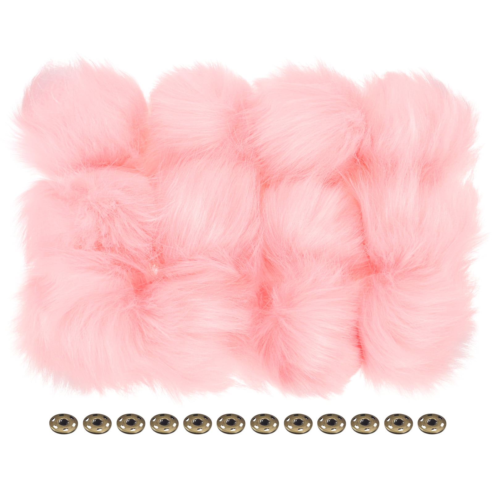 Uxcell Fluffy Soft Faux Fur Pom Poms for Hats with Snap Button, Pink ...