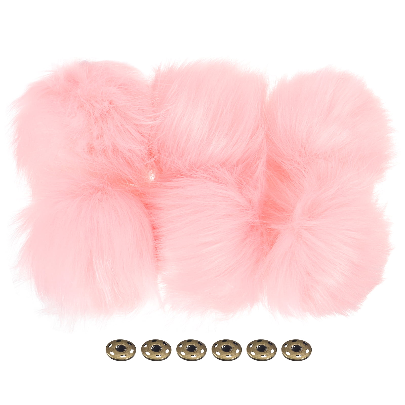 Uxcell Fluffy Soft Faux Fur Pom Poms for Hats with Snap Button, Pink ...