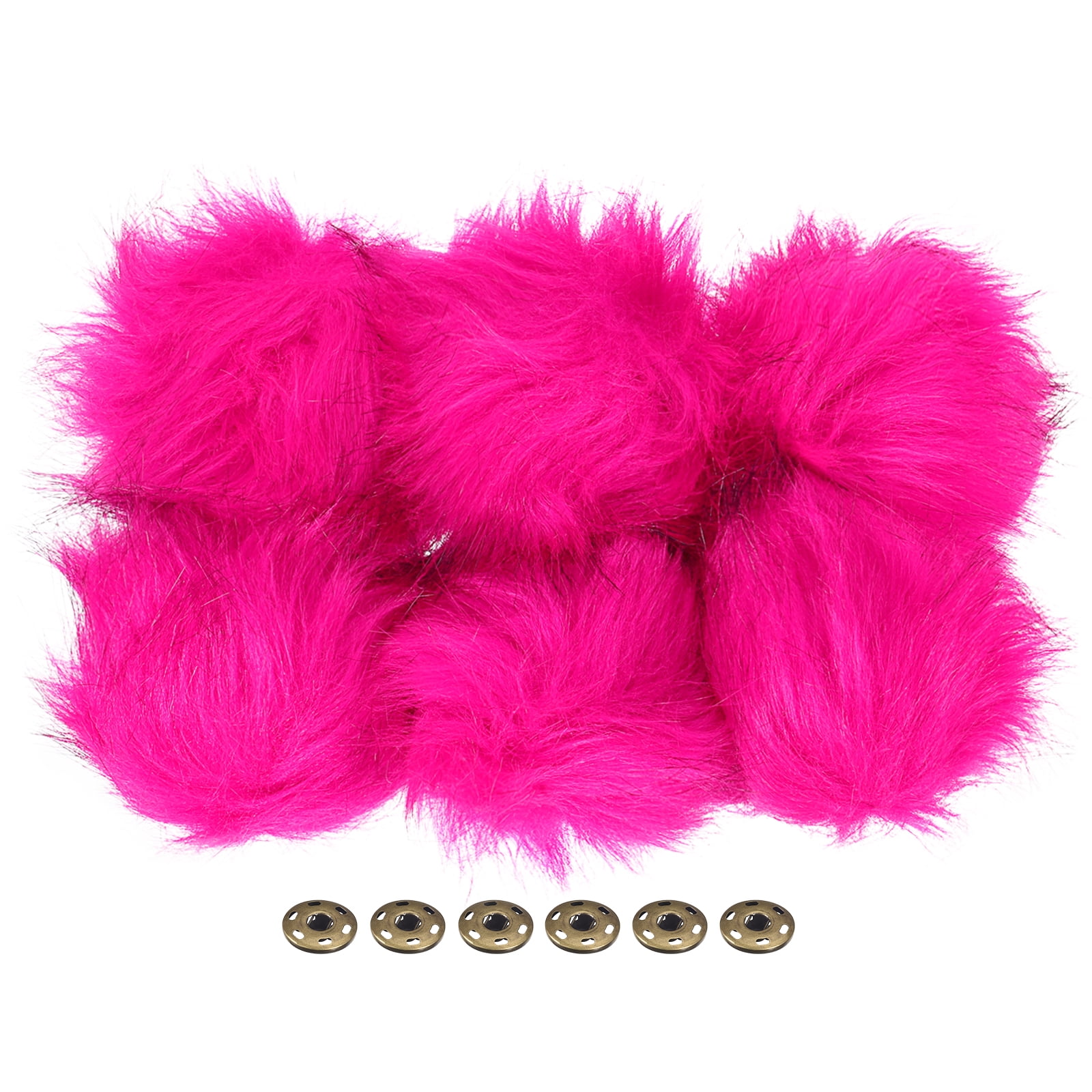 Uxcell Fluffy Soft Faux Fur Pom Poms for Hats with Snap Button, Rose ...