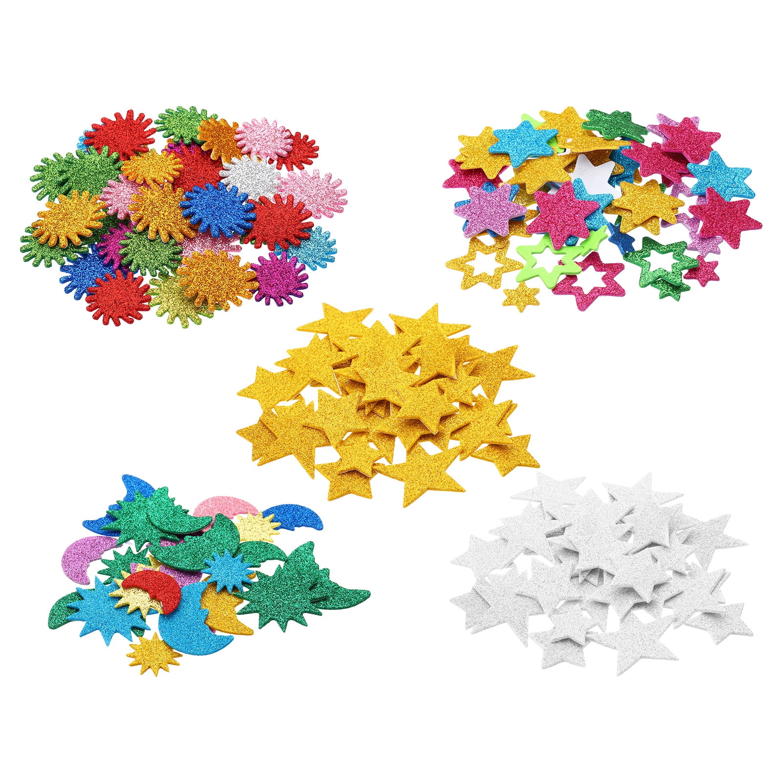 Uxcell Foam Stickers,5Pack 150Pc Adhesive Glitters Foam Shape Sticker ...