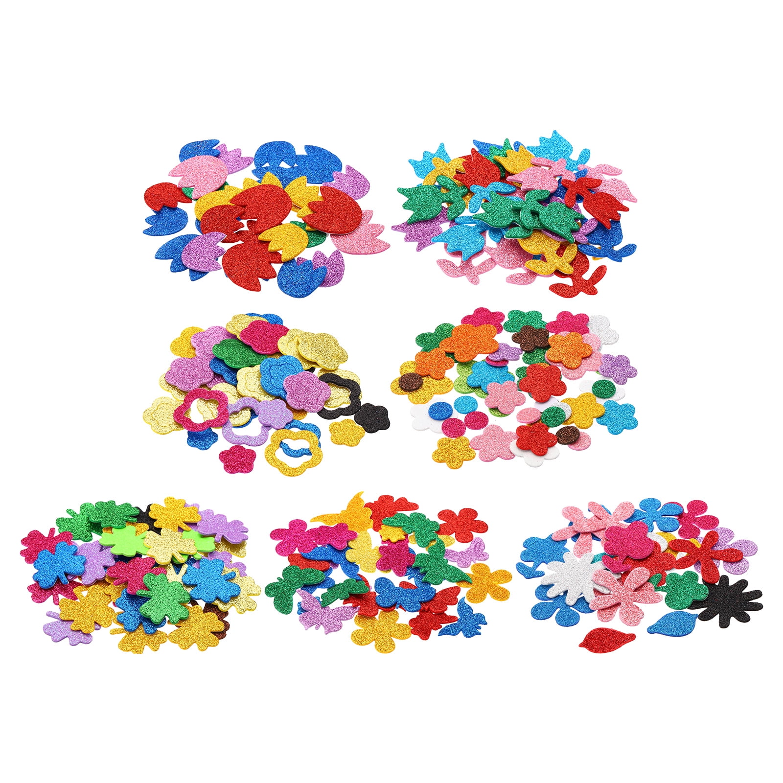 Uxcell Foam Stickers,7Pack 140Pc Adhesive Glitters Foam Shape Sticker ...