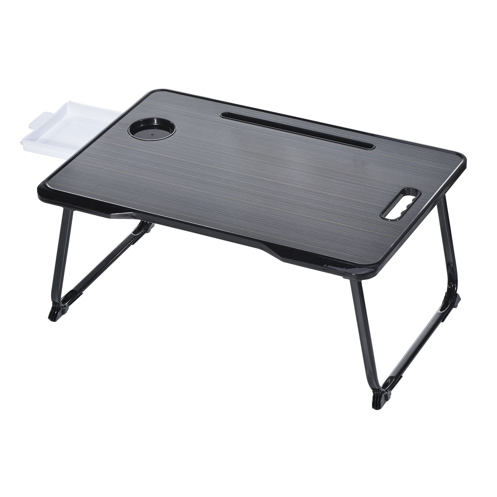 Uxcell Foldable Laptop Bed Desk with Storage Drawer Tablet Slot Cup ...