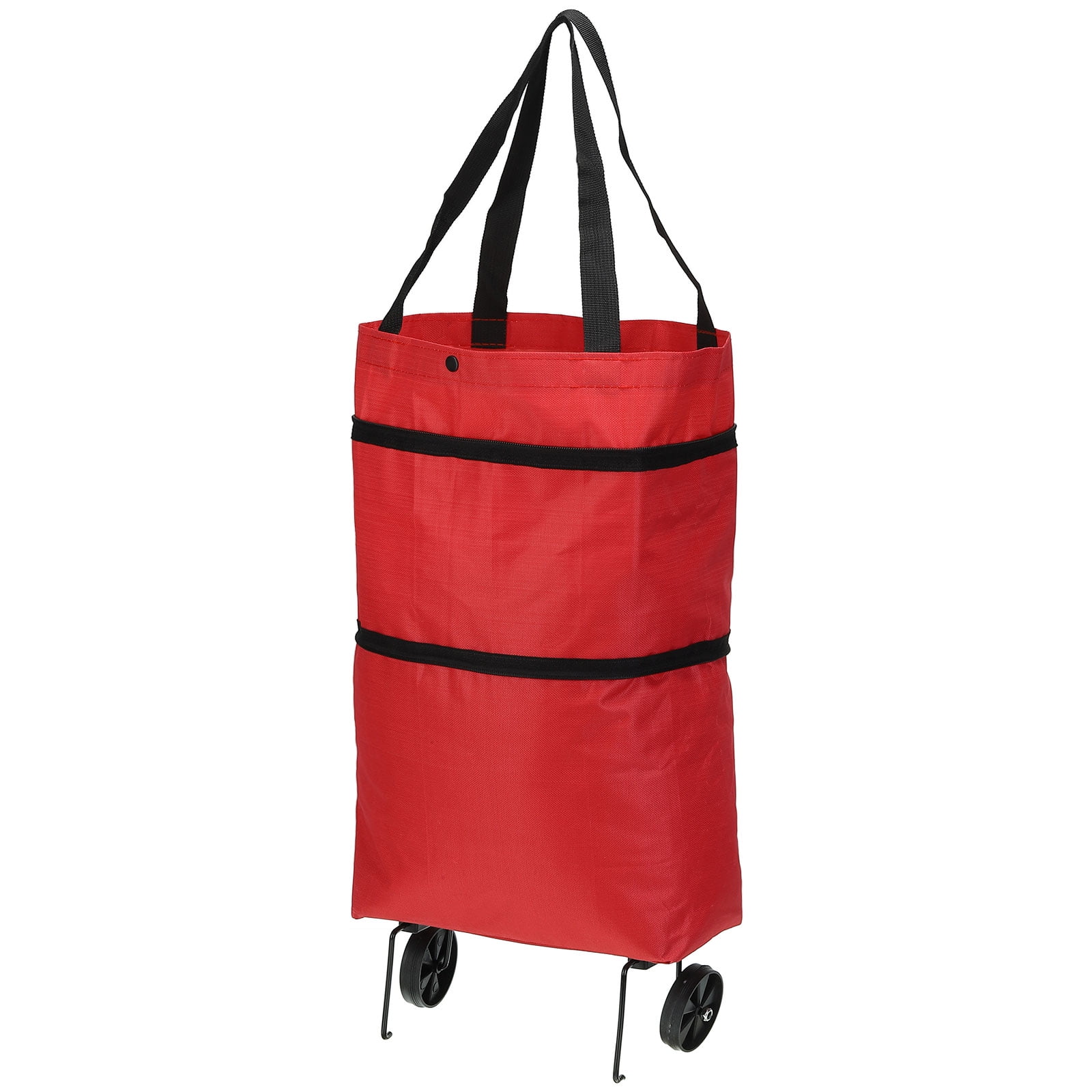 Uxcell Foldable Shopping Bag with Wheels Collapsible Trolley Bags ...