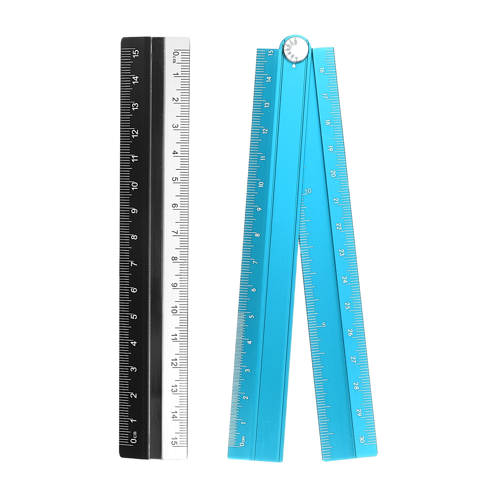 Uxcell Folding and Straight Ruler Kit 30/15cm Metric Aluminum Alloy ...