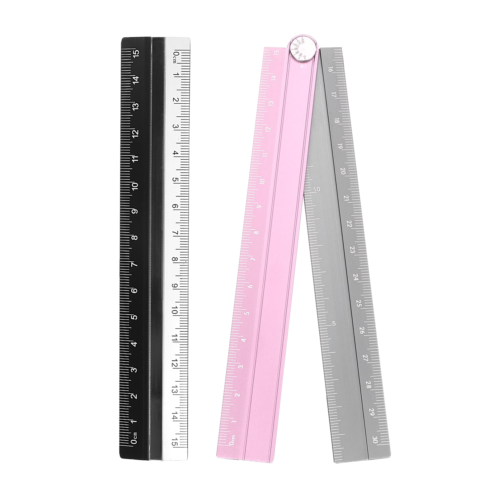 Uxcell Folding and Straight Ruler Kit 30/15cm Metric Aluminum Alloy ...