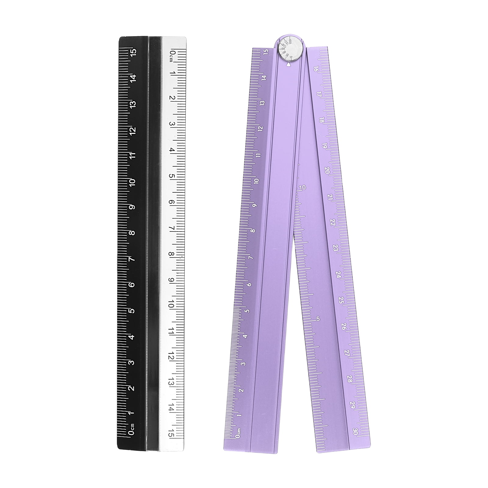 Uxcell Folding and Straight Ruler Kit 30/15cm Metric Aluminum Alloy ...