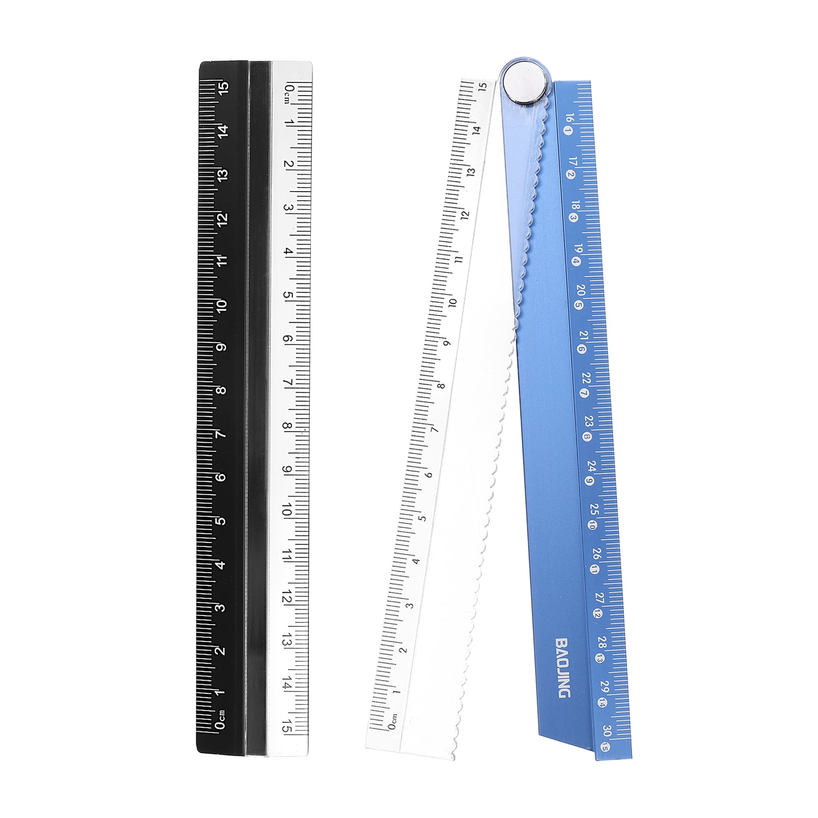Uxcell Folding and Straight Ruler Kit 30/15cm Metric Aluminum Alloy ...