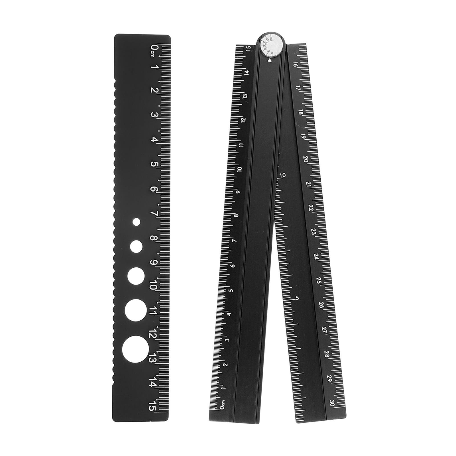 Uxcell Folding and Straight Ruler Kit 30/15cm Metric Aluminum Alloy ...