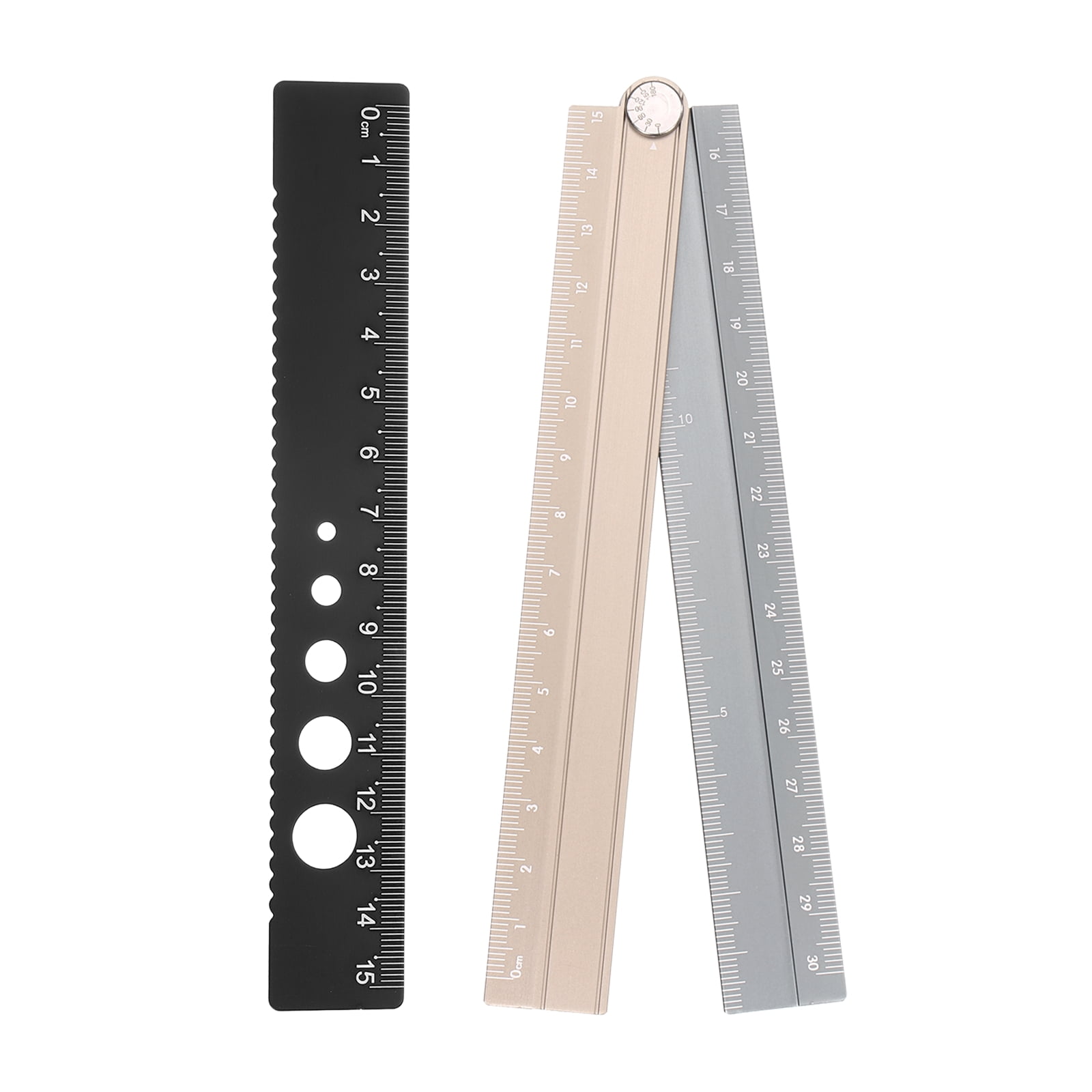 Uxcell Folding and Straight Ruler Kit 30/15cm Metric Aluminum Alloy ...