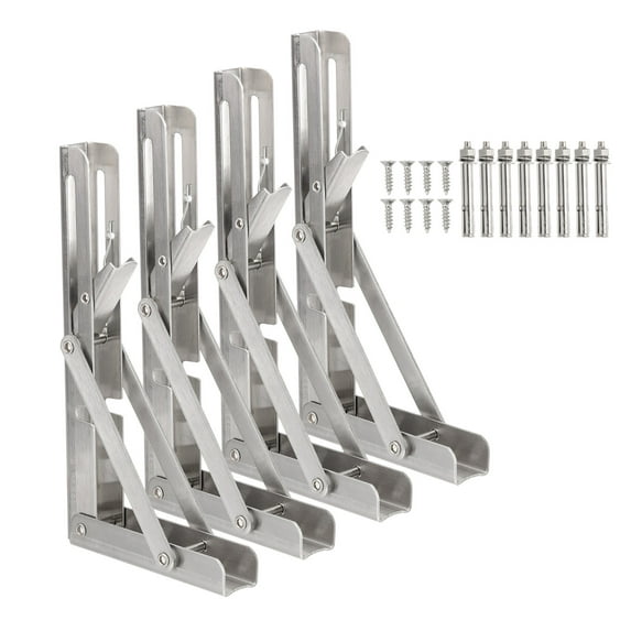 Uxcell Folding Wall Shelf Brackets 7", Heavy Duty Stainless Steel ...