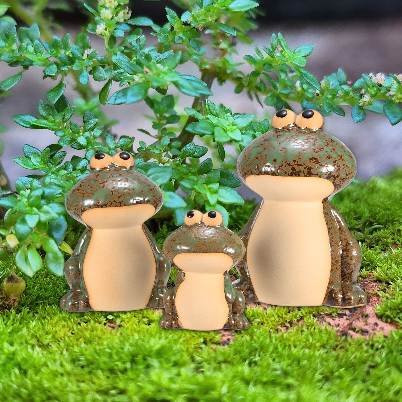 Uxcell Frog Decor for Outdoor Garden Set of 3, Funny Cute Ceramic Frog ...