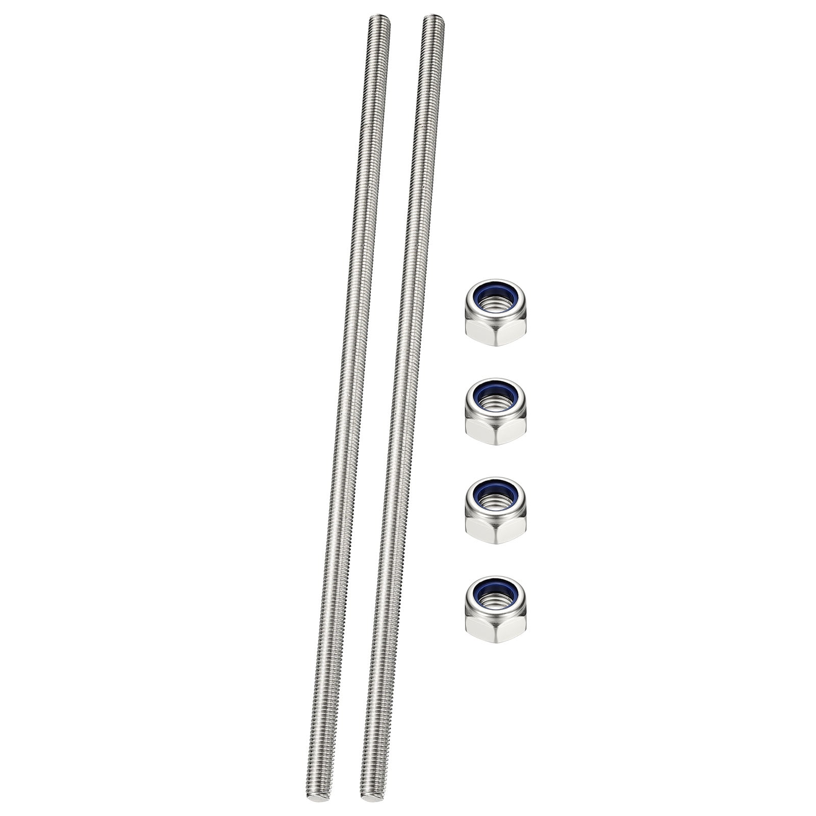Uxcell Fully Threaded Rod, M12 x 400mm 304 Stainless Steel Right Hand Thread Bar Studs with Nuts ...