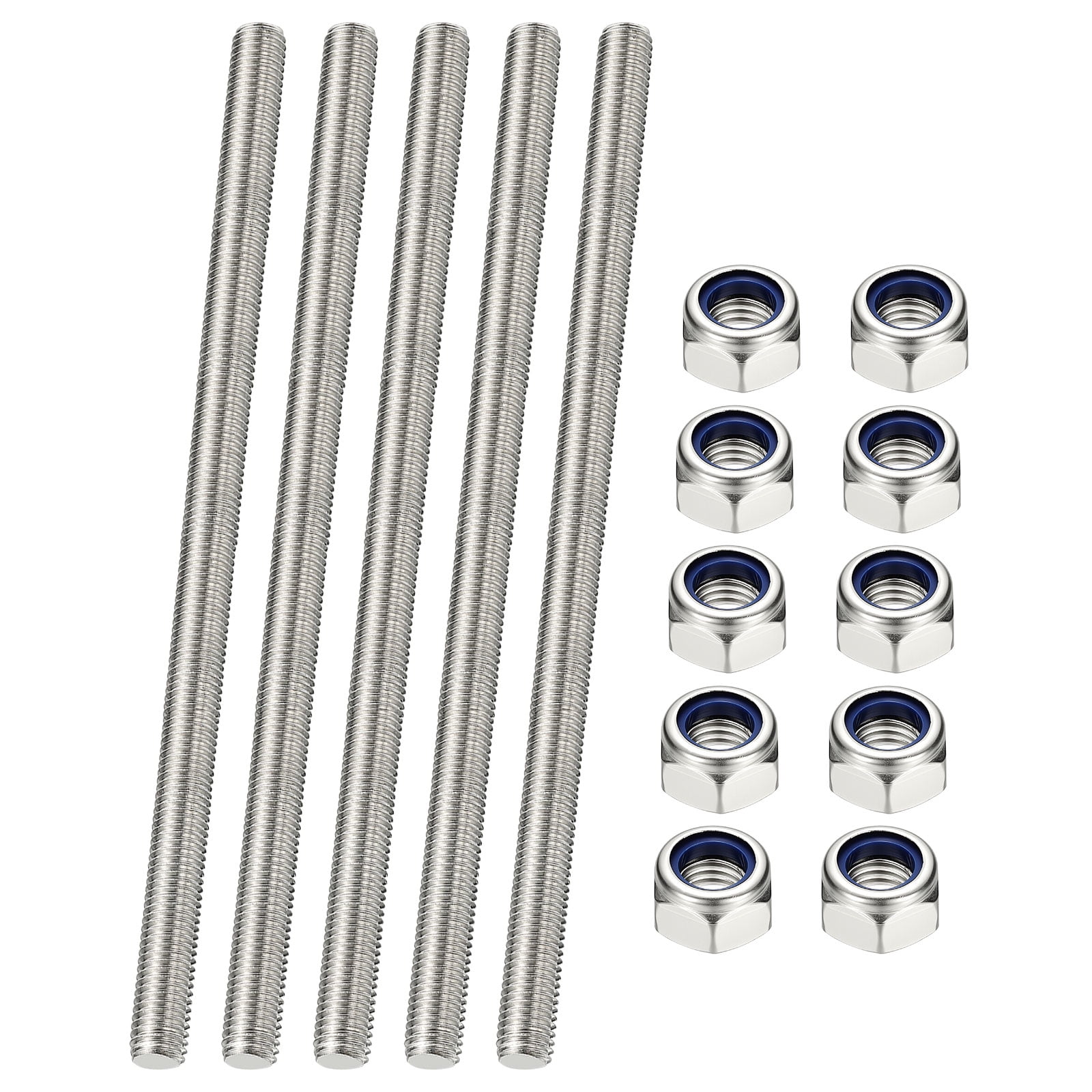 Uxcell Fully Threaded Rod, M5 x 200mm 304 Stainless Steel Right Hand ...