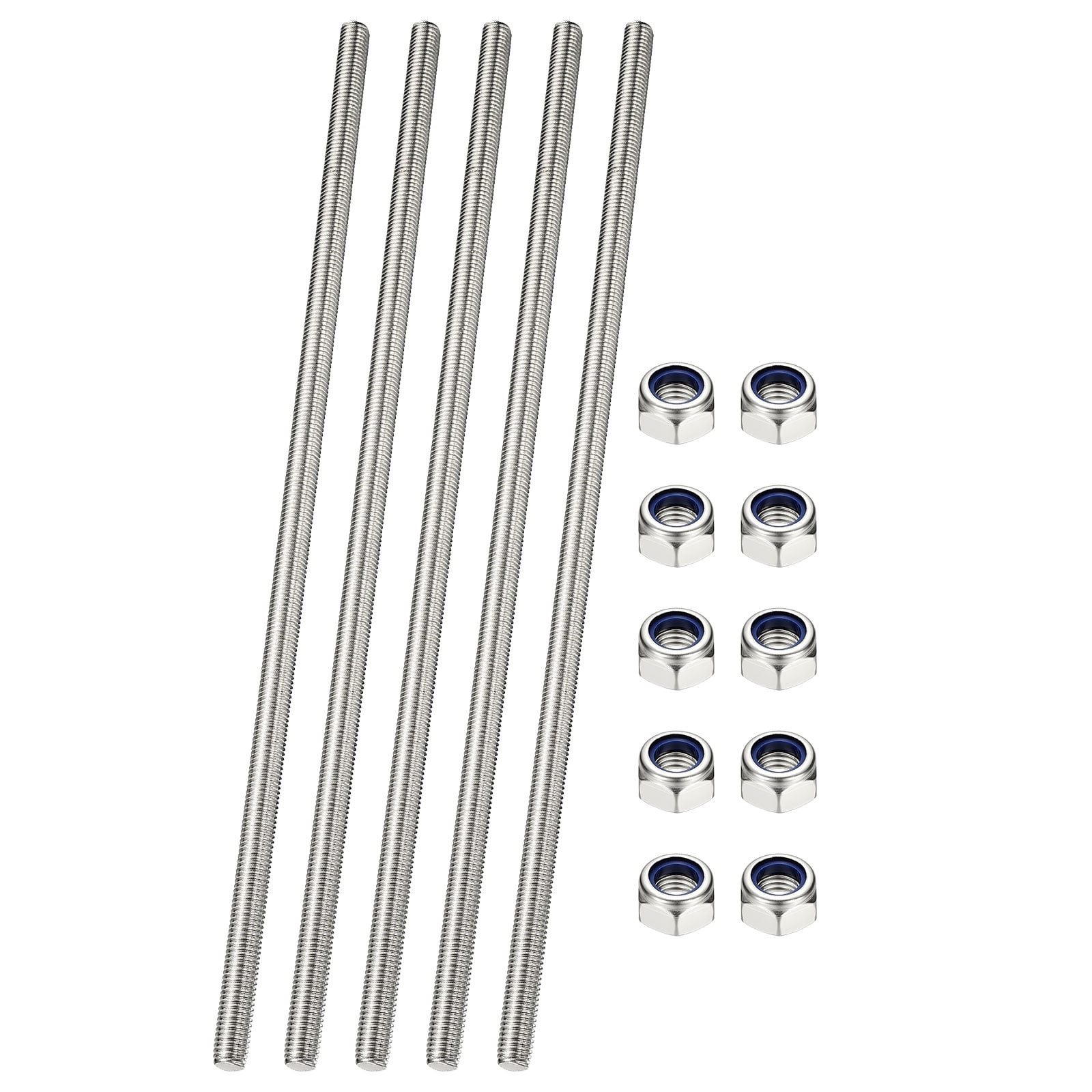 Uxcell Fully Threaded Rod, M5 x 400mm 304 Stainless Steel Right Hand ...