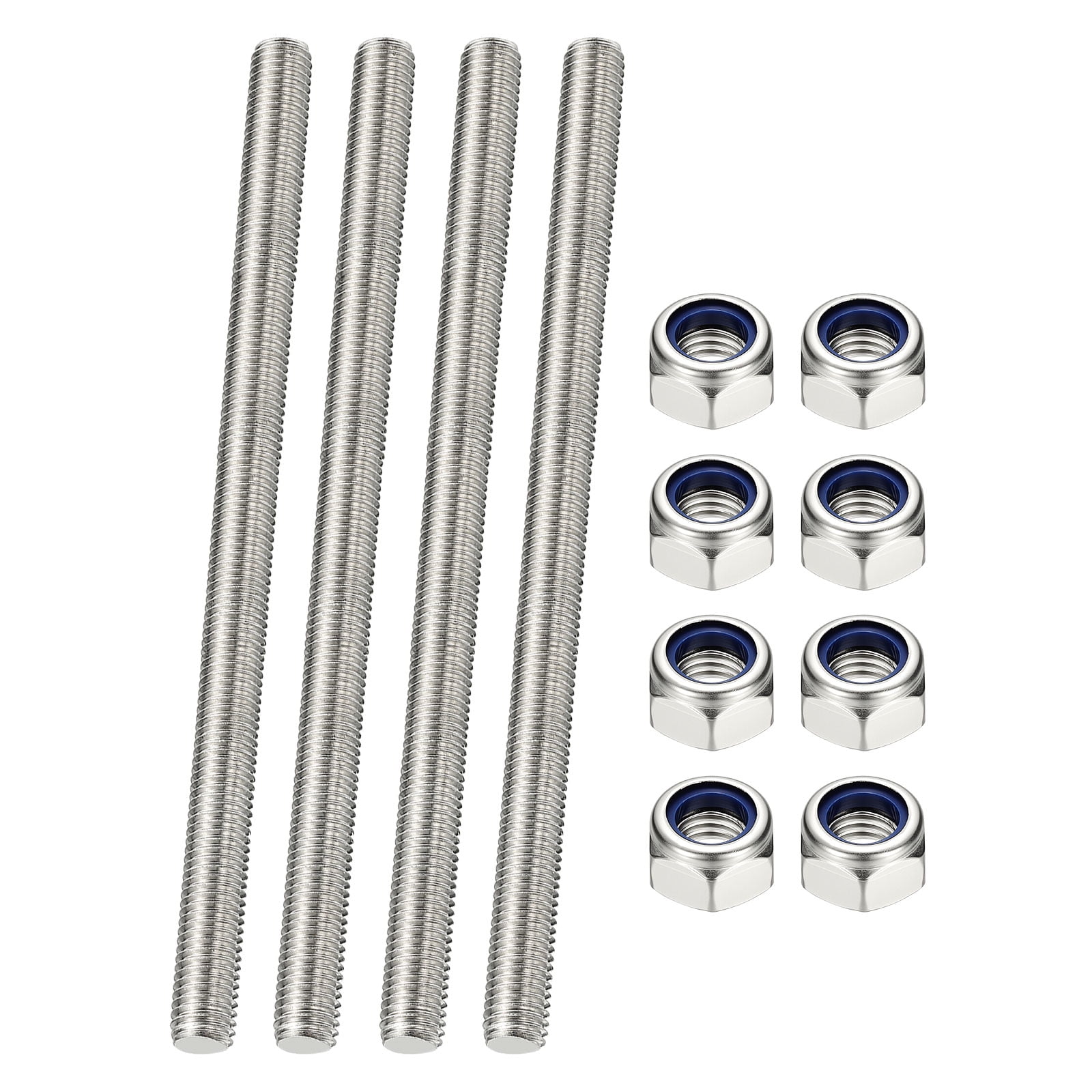 Uxcell Fully Threaded Rod, M8 x 160mm 304 Stainless Steel Right Hand Thread Bar Studs with Nuts ...