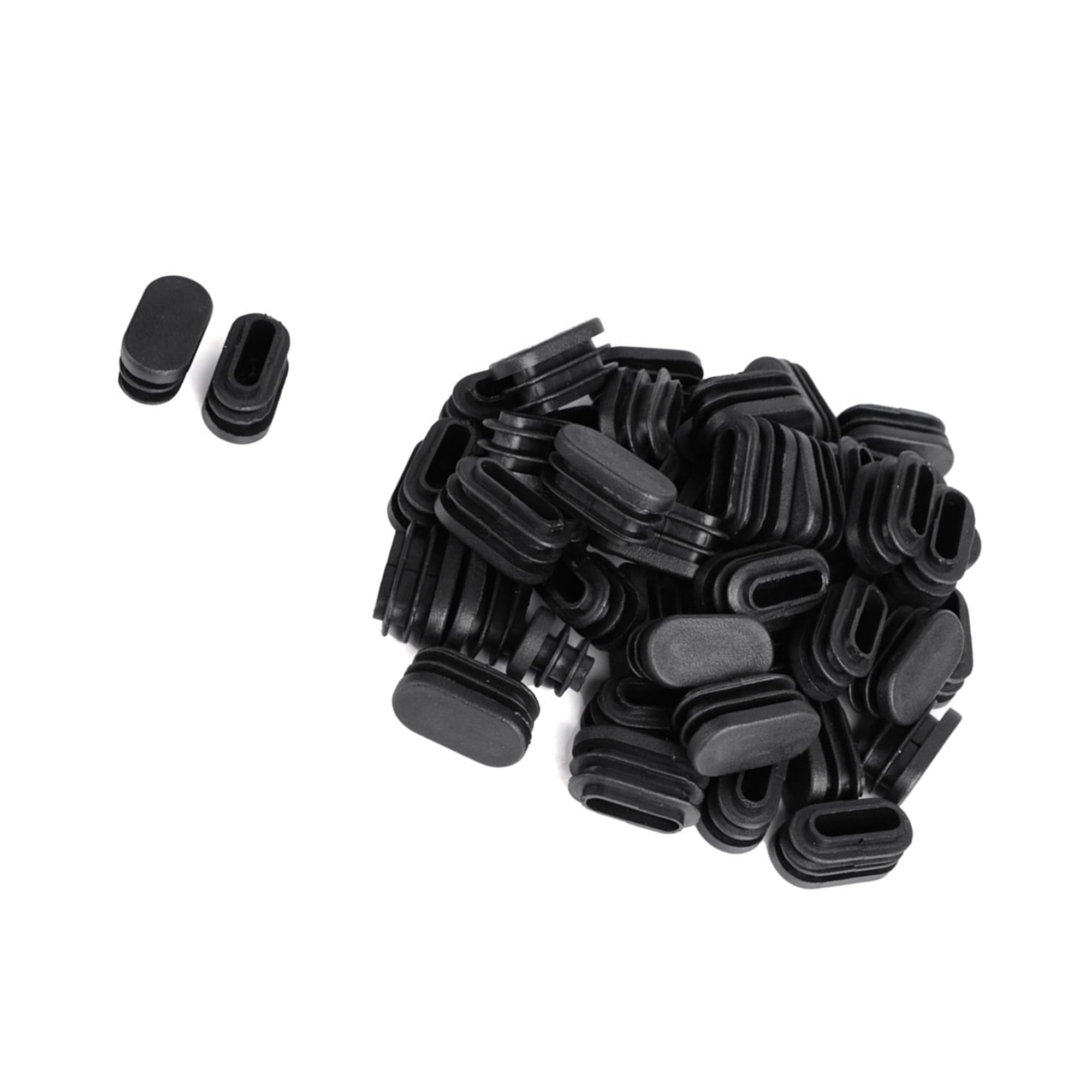 Uxcell Furniture Chair Plastic Oval Tube Insert Cap Black 30mm x 15mm ...