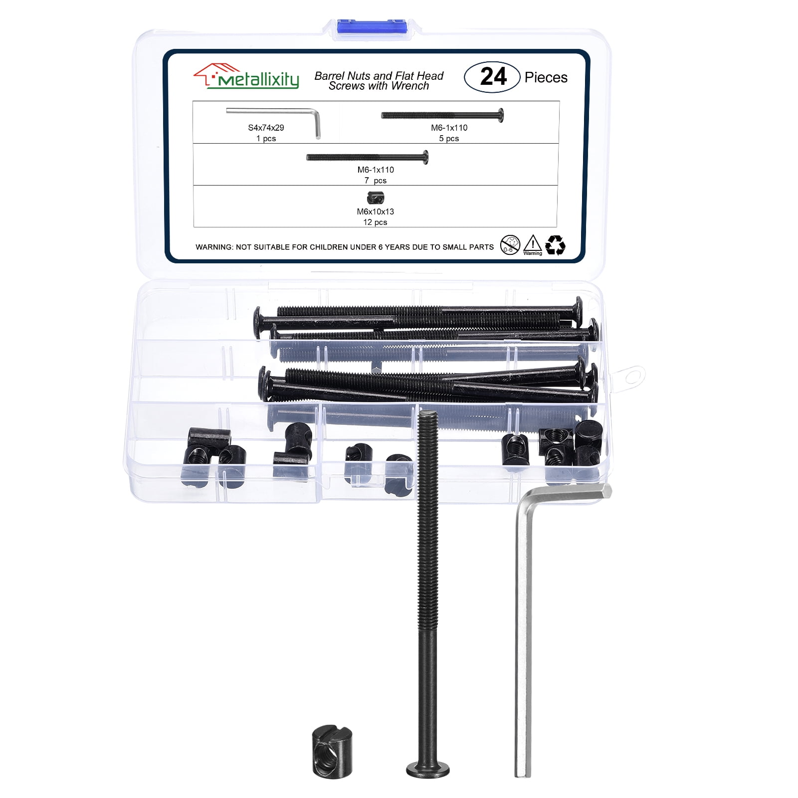 Uxcell Furniture Connector Bolt Cap Nut Kit with Wrench(M6-1x90mm ...