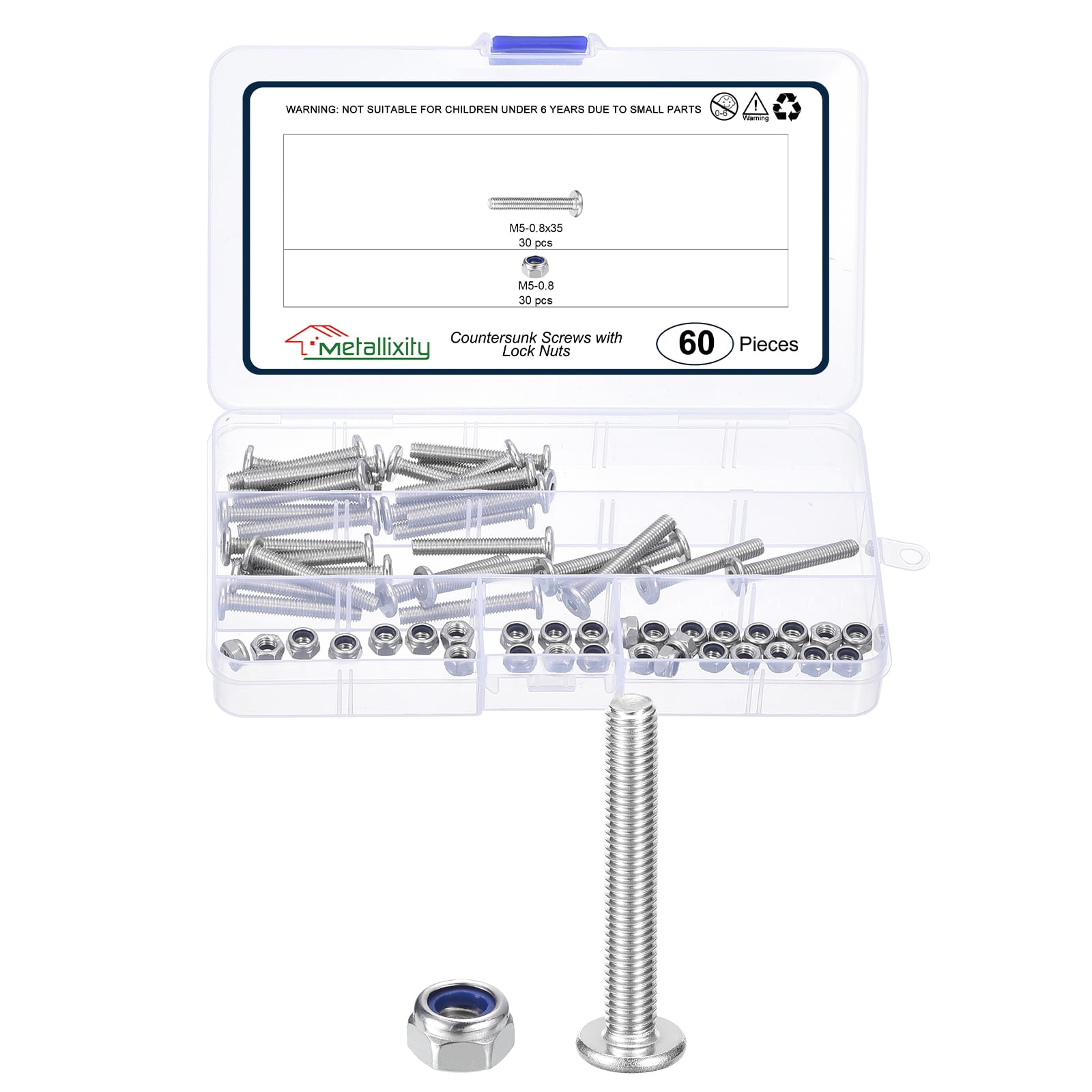 Uxcell Furniture Connector Bolt Nut(M10-1.5x45) 16Pcs, Silver Tone, 304 ...